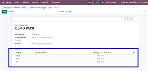 Odoo Product Packaging