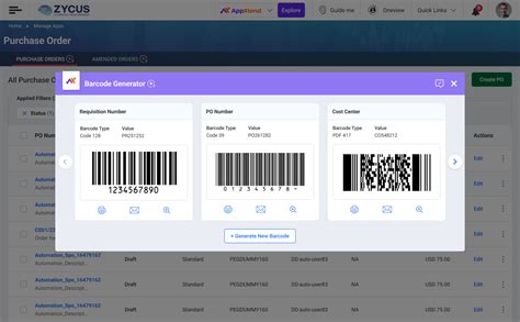 Barcode Generator Zycus Appxtend Appstore