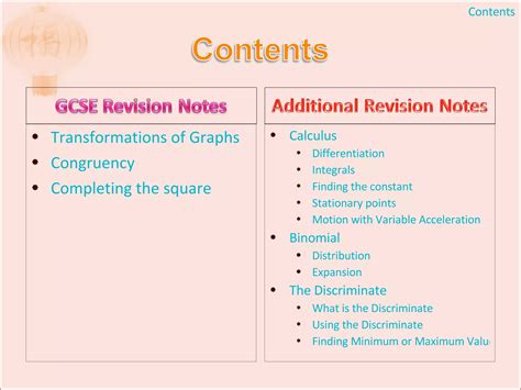 Maths Revision Gcse And Additional Notes Ppt