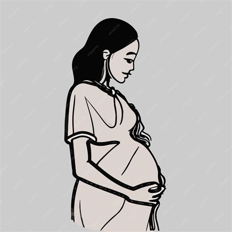 Premium Vector Pregnant Mother Illustration In Elegant Line Art Style