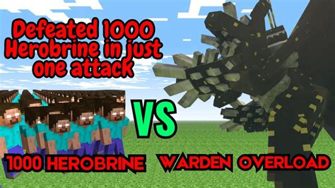 1000 Herobrine Vs Warden Overload Minecraft Addon Youtube