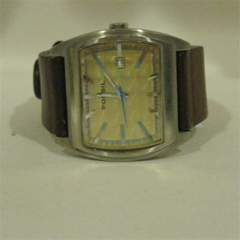 Fossil Jr 8118 Taupe Dial Brown Leather Band Vintage Mens Watch Watchcharts