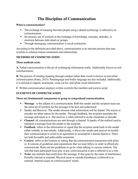 The Discipline Of Communication The Primary Use Of Symbols In The