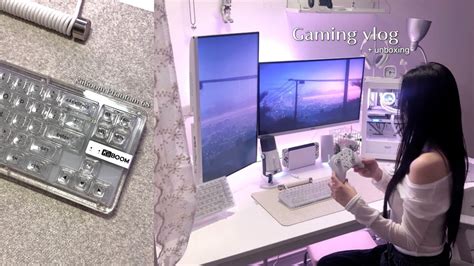 데스크 무드 바꾸고 새로운 얼음 키보드로 게임하는 일상 Gaming Vlog 🎮 키붐 팬텀 68 앱코 그래픽카드 지지대