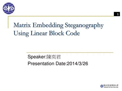 Ppt Matrix Embedding Steganography Using Linear Block Code Powerpoint