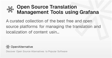 Open Source Translation Management Tools Using Grafana Openalternative