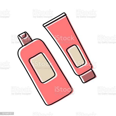 튜브에 샴푸와 밤 미용 장비 라인 스케치 전문 헤어 드레서 도구 손으로 그린 낙서 아이콘 벡터 그림입니다 이발사 기호 낙서 드로잉에 대한 스톡 벡터 아트 및 기타 이미지