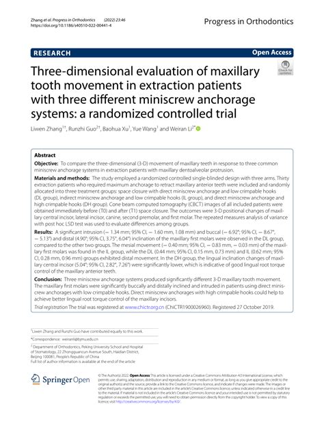 Pdf Three Dimensional Evaluation Of Maxillary Tooth Movement In Extraction Patients With Three