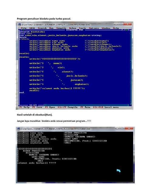 Program Penulisan Biodata Pada Turbo Pascal Pdf