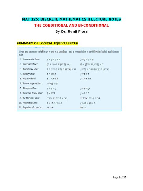Lecture Notes On The Conditional And The Bi Conditional Pdf If And Only If Logic