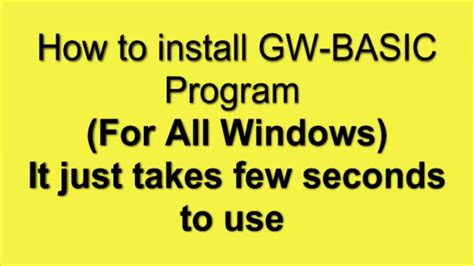 How To Install And Run Gw Basic Online Free Classes Computer Gw Basic Youtube