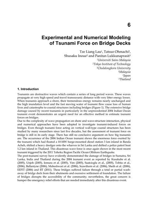 Pdf Experimental And Numerical Modeling Of Tsunami Force On Bridge Decks