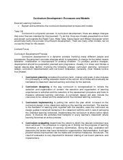 Curriculum Development Processes And Models Pdf Curriculum Development Processes And Models