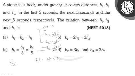 A Stone Falls Freely Under Gravity It Covers Distances H 1 H 2