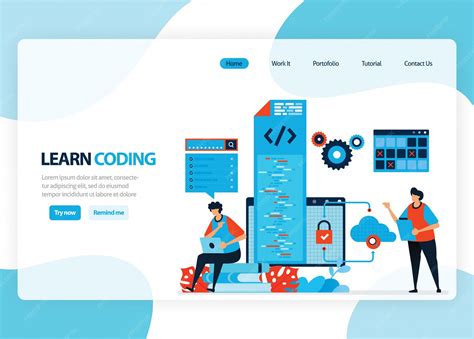 Premium Vector Homepage For Learning Programming And Coding Application Development With A