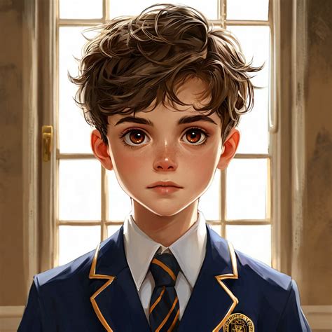«Мальчик в школьной форме с коричневыми глазами — картинка создана в Шедевруме