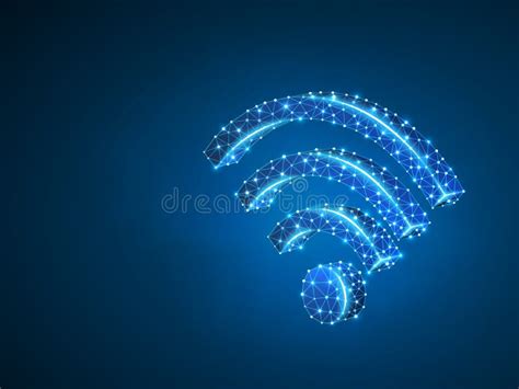 Wireless Wi Fi Symbol Abstract Neon 3d Polygonal Vector Business Concept Of Connection