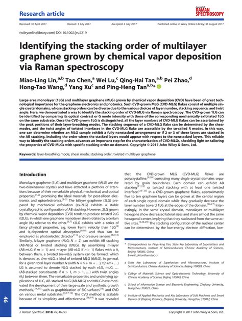 Pdf Identifying The Stacking Order Of Multilayer Graphene Grown By Chemical Vapor Deposition