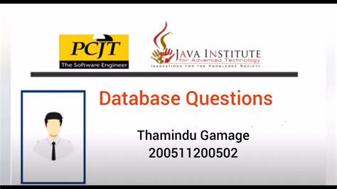 database question 02 the java institute for advanced technology youtube