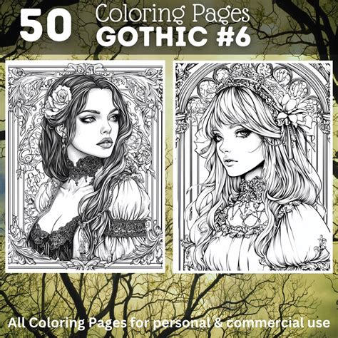 50 Goth Female Coloring Pages Gothic Printable Grayscale Coloring