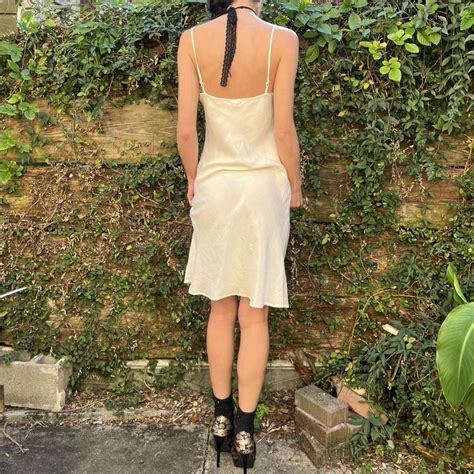 Vintage 90s Slip Dress Beautiful Fit White Midi Depop