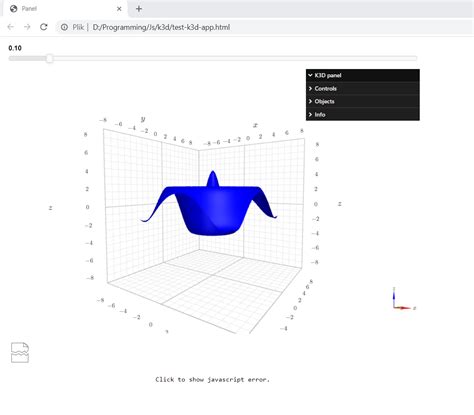 saving an html file of an holoviz panel application containing k3d