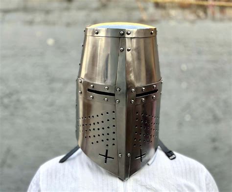 Medieval Crusader Helmet Fantasy Warrior Helmet Sca Larp Knight Helmet 18 Gauge M Steel Medieval