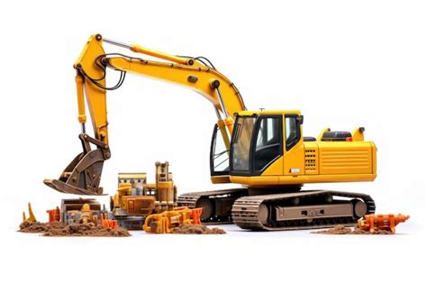 Premium AI Image Construction Excavator Equipment Isolated On White