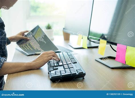 Serious Busy Hipster Young Web Software Developer Programmer Is Coding