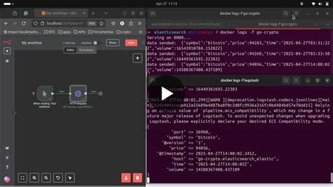 Backend Elasticsearch Kibana Golang Docker N8n Bitcoin