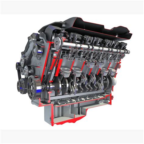 V12 Engine Full With Cutaway 3d Model Download Engine On