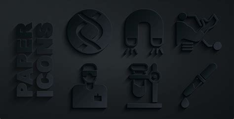 스탠드 보철손 실험실 조수 파이펫 자석 및 Dna 기호 아이콘에 테스트 튜브 플라스크를 설정합니다 벡터 3차원 형태에 대한 스톡 벡터 아트 및 기타 이미지 Istock