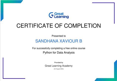 Sandhana Xaviour Bilavendran On Linkedin Dataanalysis Python Greatlearning