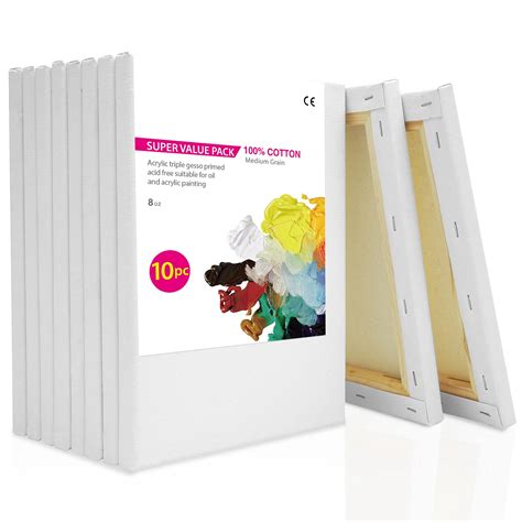 100 코튼 화이트 블랭크 캔버스 사각형 프레임 캔버스 오일 아크릴 및 붓기 아트 아티스트 어린이를 위한 스트레치 캔버스 세트당 10 개 회화 용품