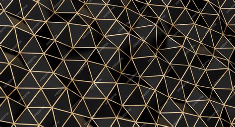premium photo structure with black triangular polygons with gold edges