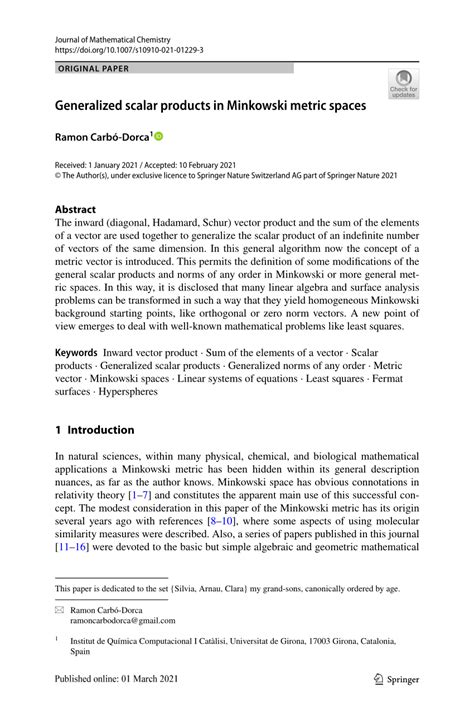 Pdf Generalized Scalar Products In Minkowski Metric Spaces