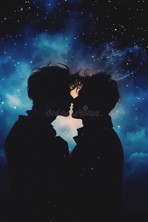Young Gay Couple Kissing At Night Romantic Lgbt Love And Romance Stock