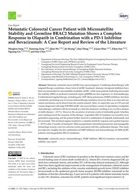 Pdf Metastatic Colorectal Cancer Patient With Microsatellite