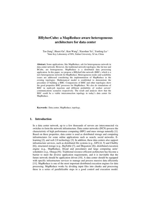 Pdf Bhybercube A Mapreduce Aware Heterogeneous Architecture For Data Center