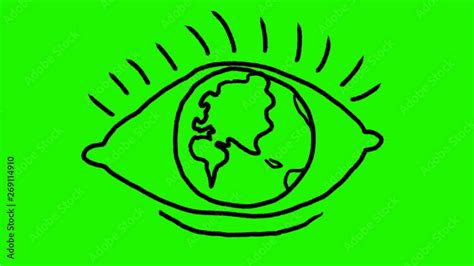 2d Animation Motion Graphics Drawing Of An Eye Blinking With Earth Or Globe As Eyeball Rotating