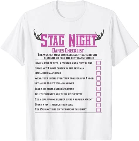 Best Stag Do Prank Top Interactive Dares Checklist T Shirt