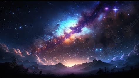 Starry Sky Galaxy Beautiful Powerpoint Background For Free Download