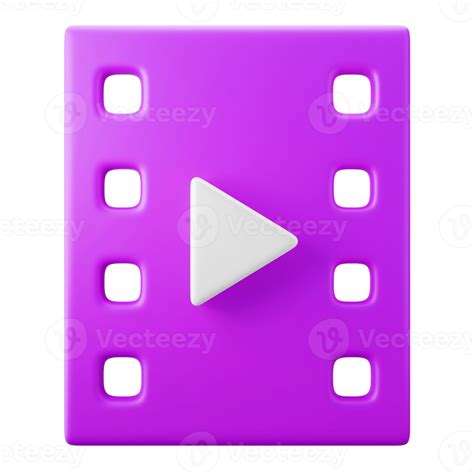 Purple Color Video Clip Media Player Symbol User Interface Theme 3d Icon Render Illustration