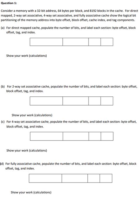 solved question 1 consider a memory with a 32 bit address