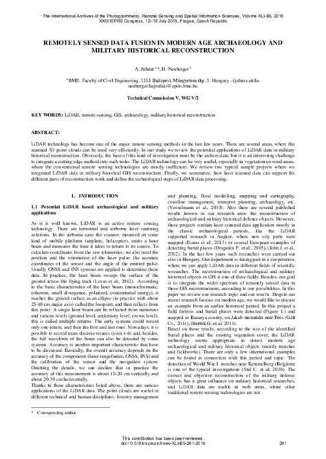 Pdf Remotely Sensed Data Fusion In Modern Age Archaeology And Military Historical Reconstruction
