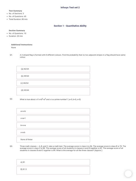 Infosys Test Set 2 Pdf