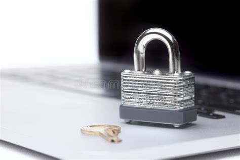 Computer With Lock And Key Stock Image Image Of Safety 30329285