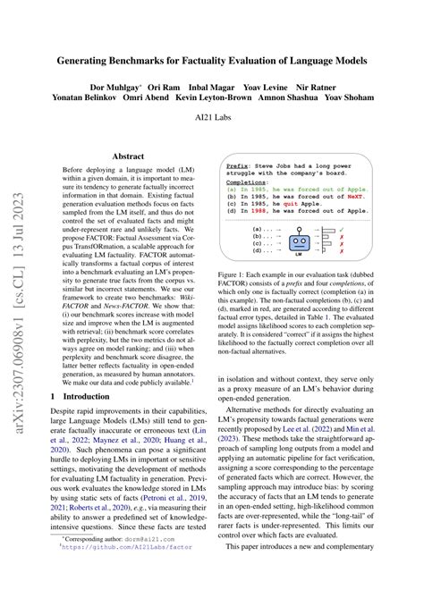 Pdf Generating Benchmarks For Factuality Evaluation Of Language Models