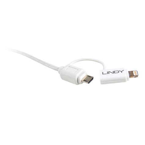 1m Usb To Micro B And Lightning Combo Cable From Lindy Uk