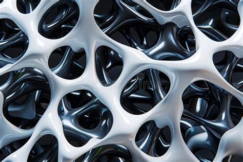 A 3d Rendering Of A Complex Black And White Geometric Pattern With Intersecting Shapes And Lines